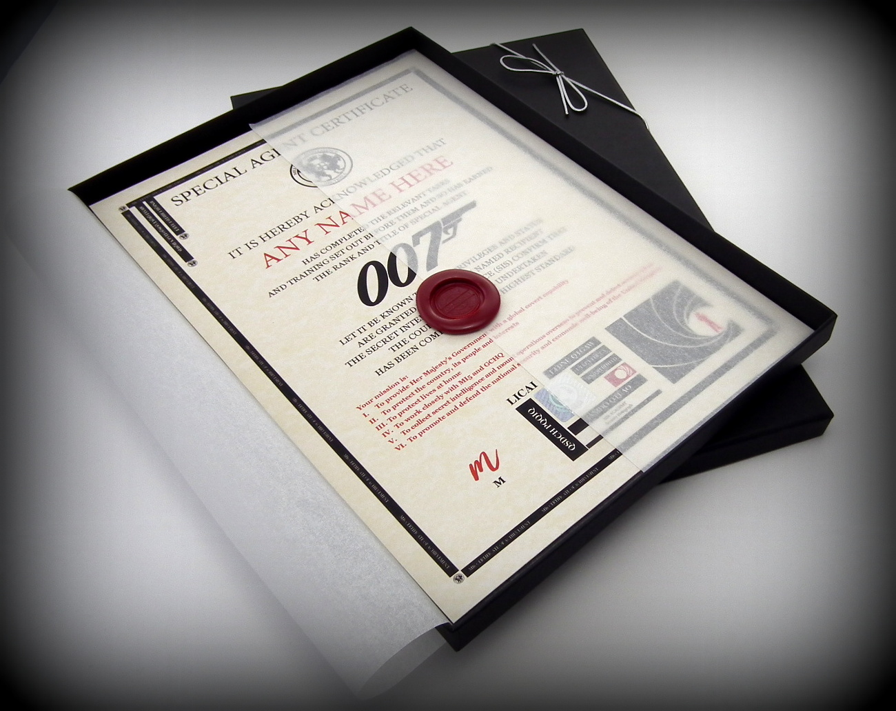 Deluxe James Bond 007 style Personalised Certificate Gift Box ...